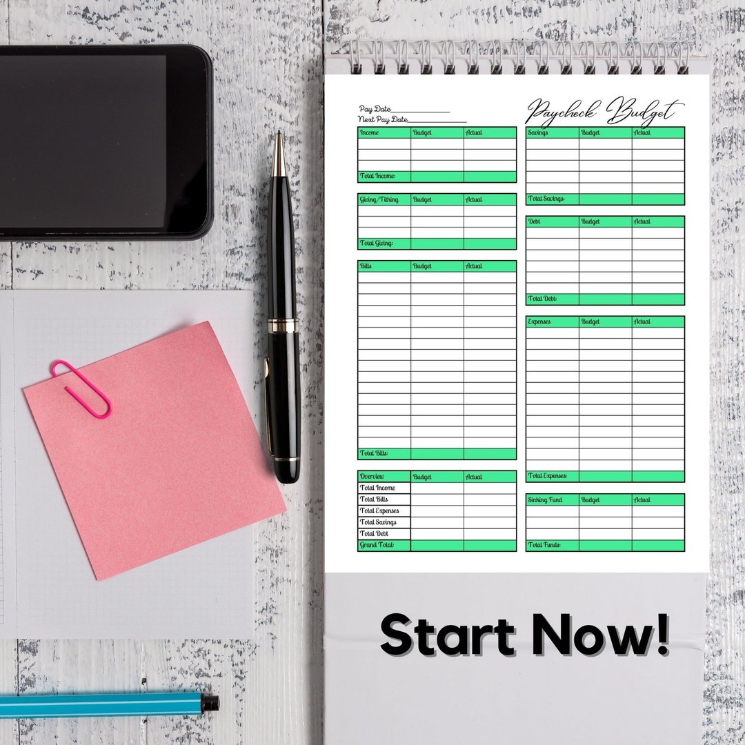 MONTHLY Paycheck Budget Printable, Paycheck Budget Overview Template ...