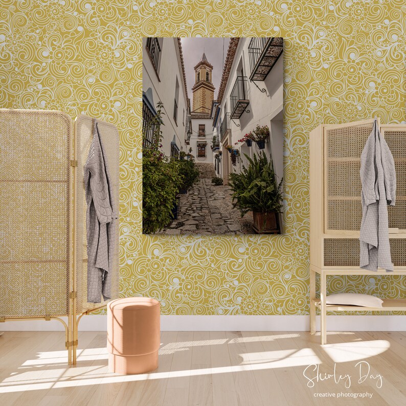 Estepona Spain Print: Charming Cobblestone Street, Old World Decor ...