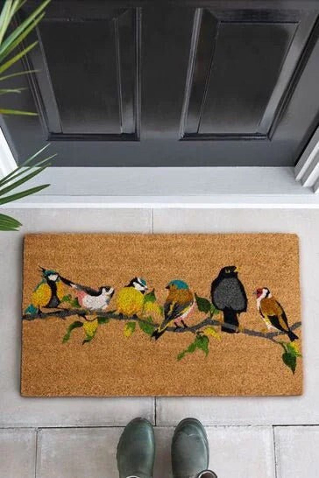 Door Mats Indoor / Outdoor | Non Slip Bold Bird Design Entrance Welcome ...
