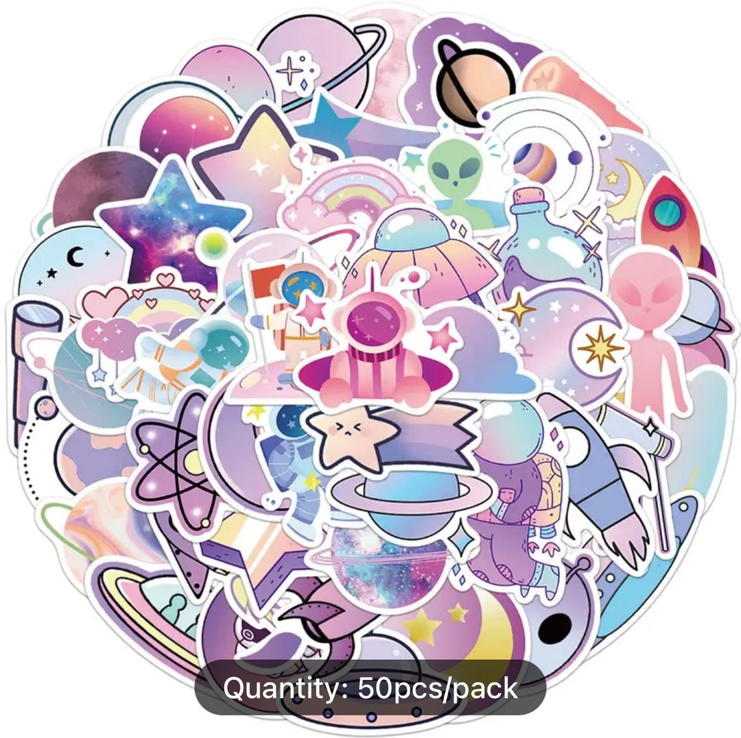 50-pcs Space Themed Vinyl Sticker Pack for Water Bottles - Etsy