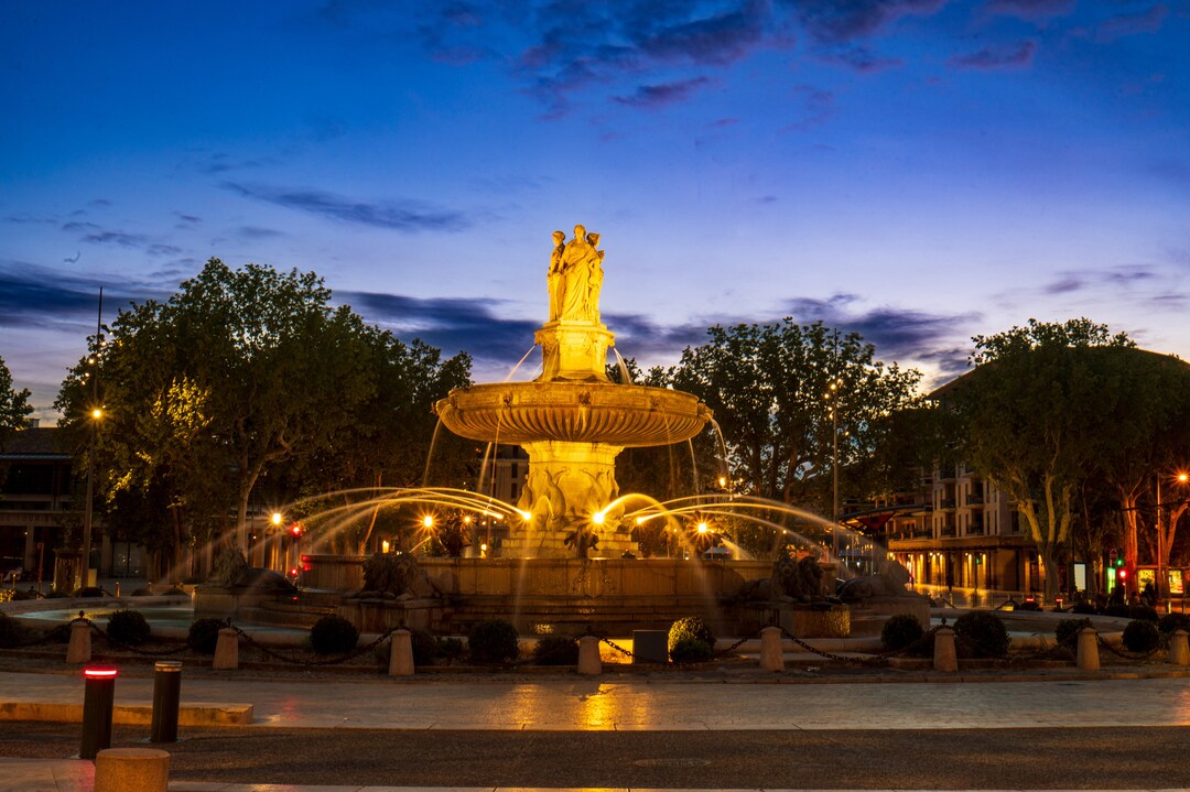Aix En Provence Rotunda Fountain at Sunset French Decor France ...