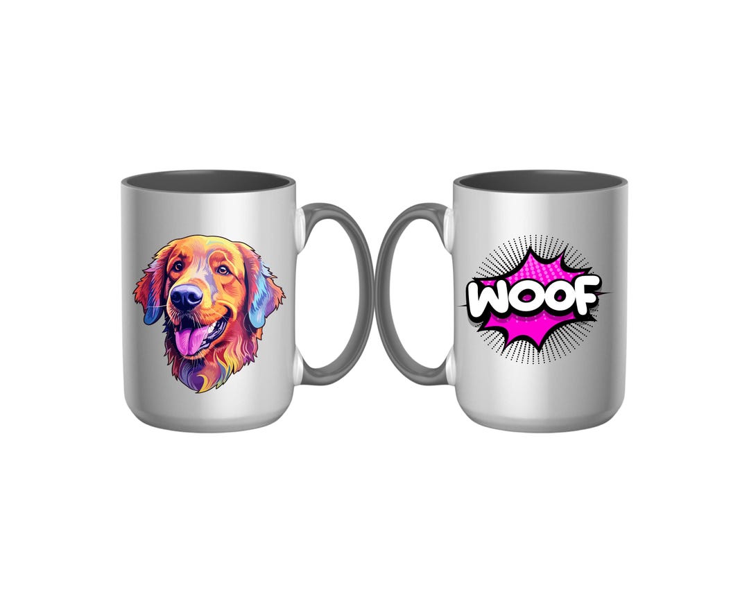 Colorful Pop Art Dog Mug With "woof" – 15oz Ceramic Mug - Etsy