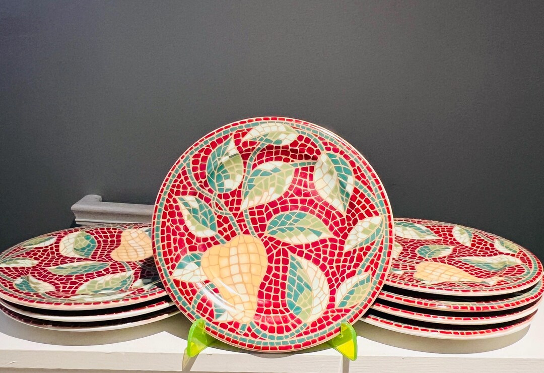 Pier 1 Mosaic Fruit Salad Plates: Italian Ceramic Dinnerware, Set of 4/ ...