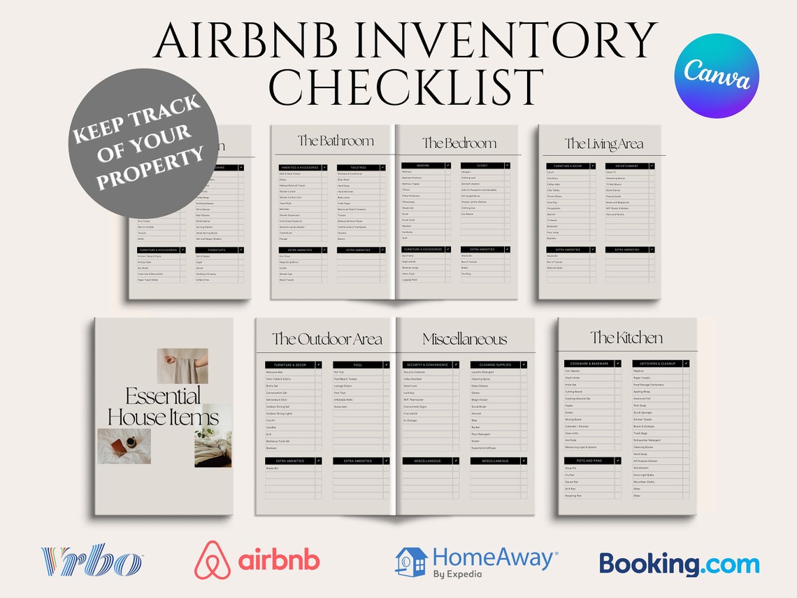 Airbnb Essential Items Checklist Canva Template Vrbo Checklist Short ...