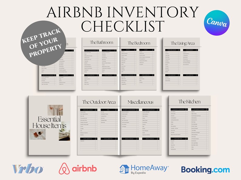 Airbnb Essential Items Checklist Canva Template Vrbo Checklist Short ...