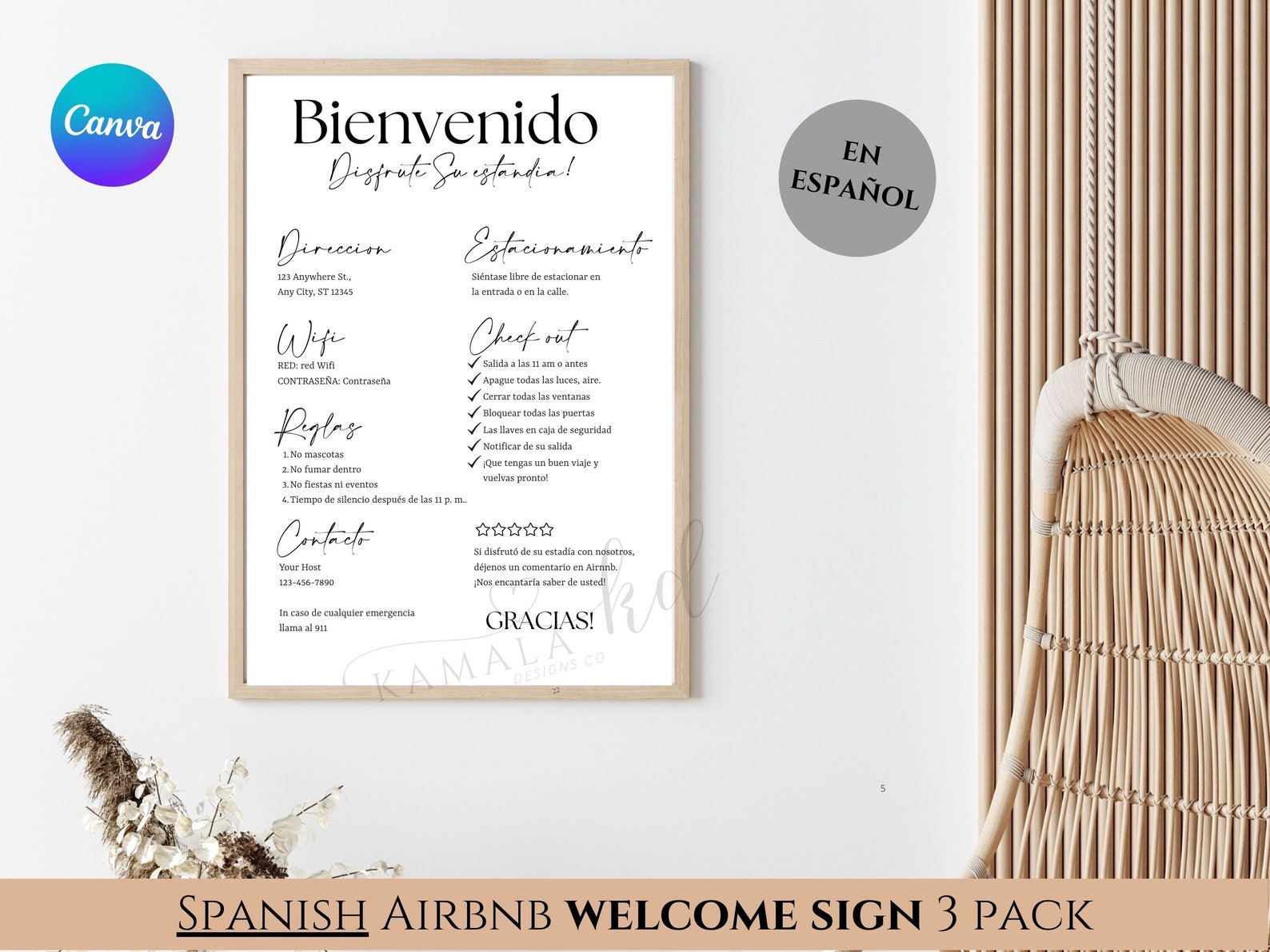 Bienvenido Spanish Airbnb Welcome Sign - Etsy