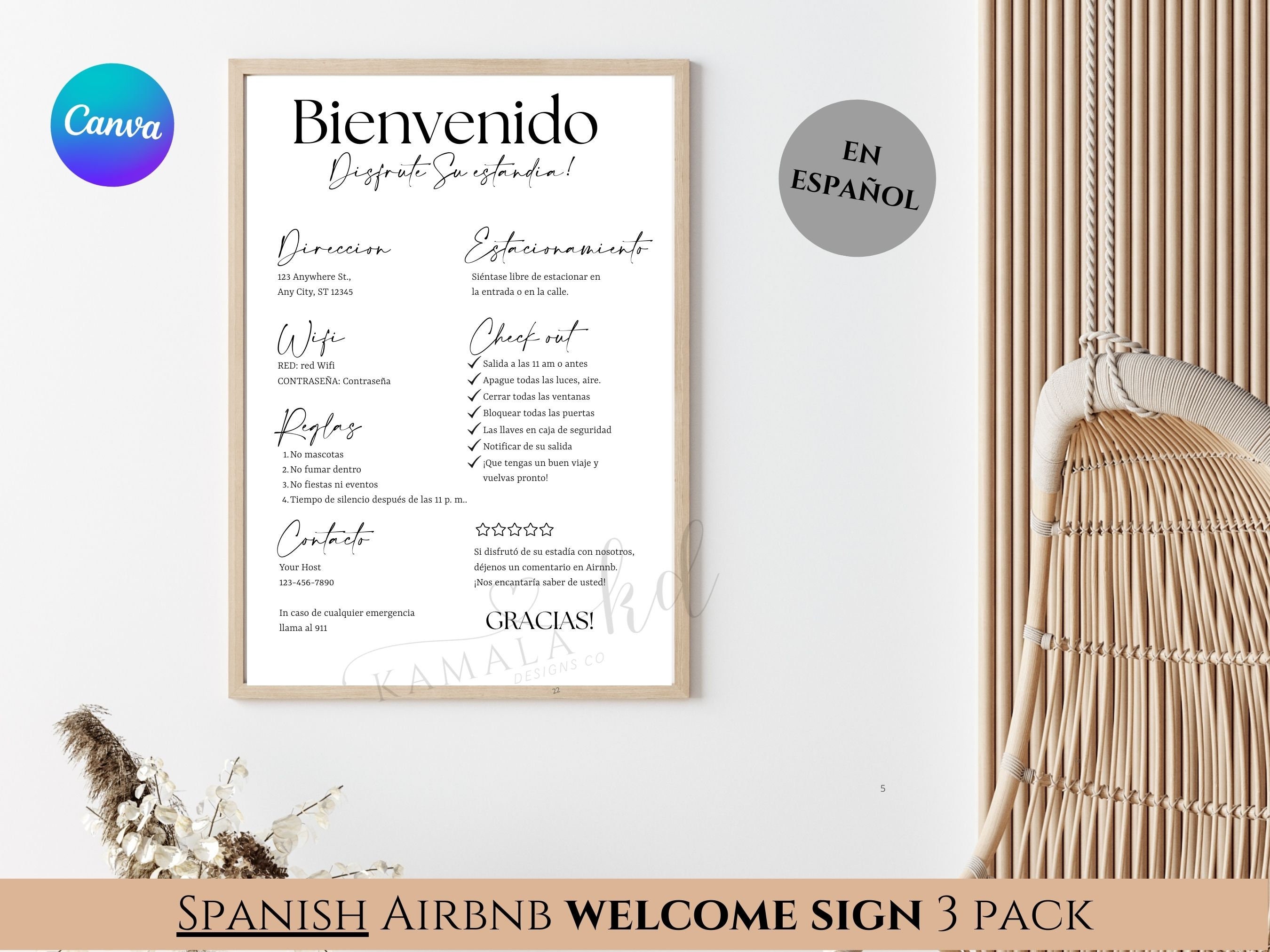 Bienvenido Spanish Airbnb Welcome Sign - Etsy
