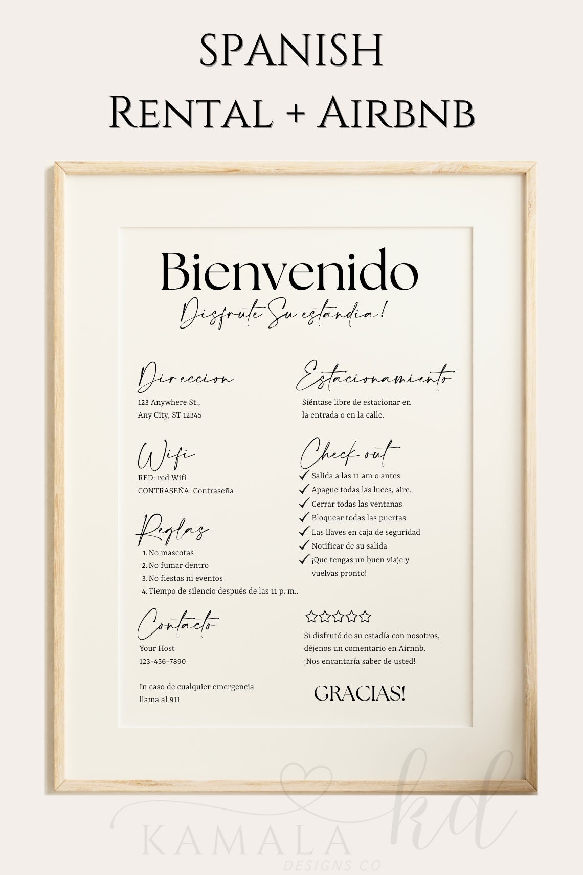 Bienvenido Spanish Airbnb Welcome Sign - Etsy