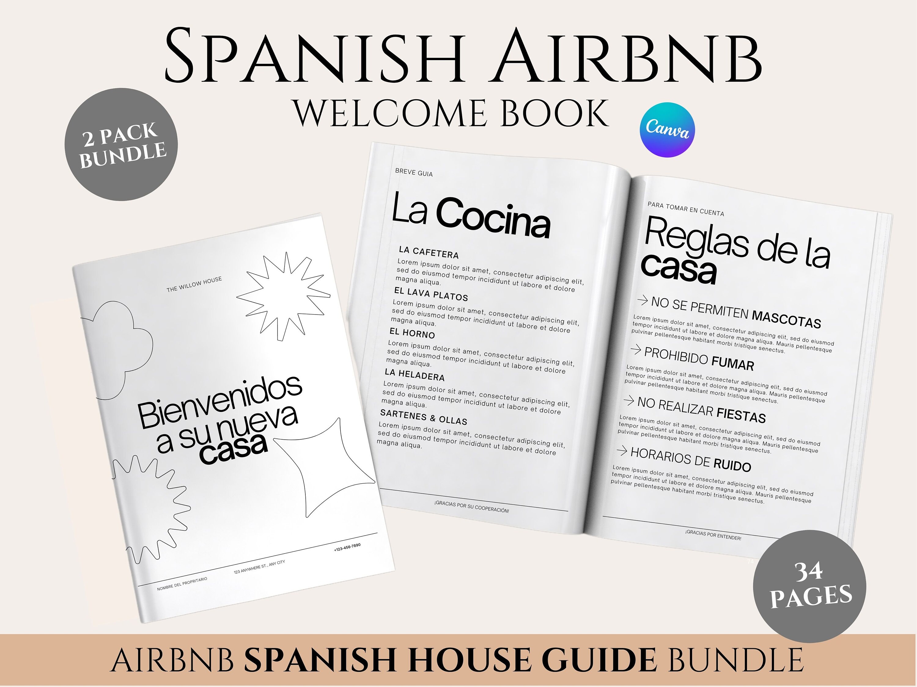 Airbnb Guide for Guests in Spanish | Bundle 2 Pack - Etsy
