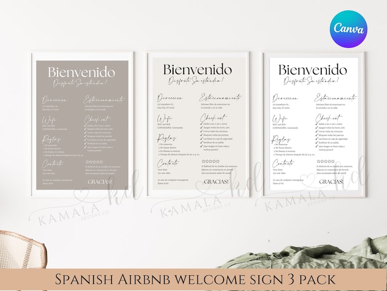 Bienvenido Spanish Airbnb Welcome Sign - Etsy