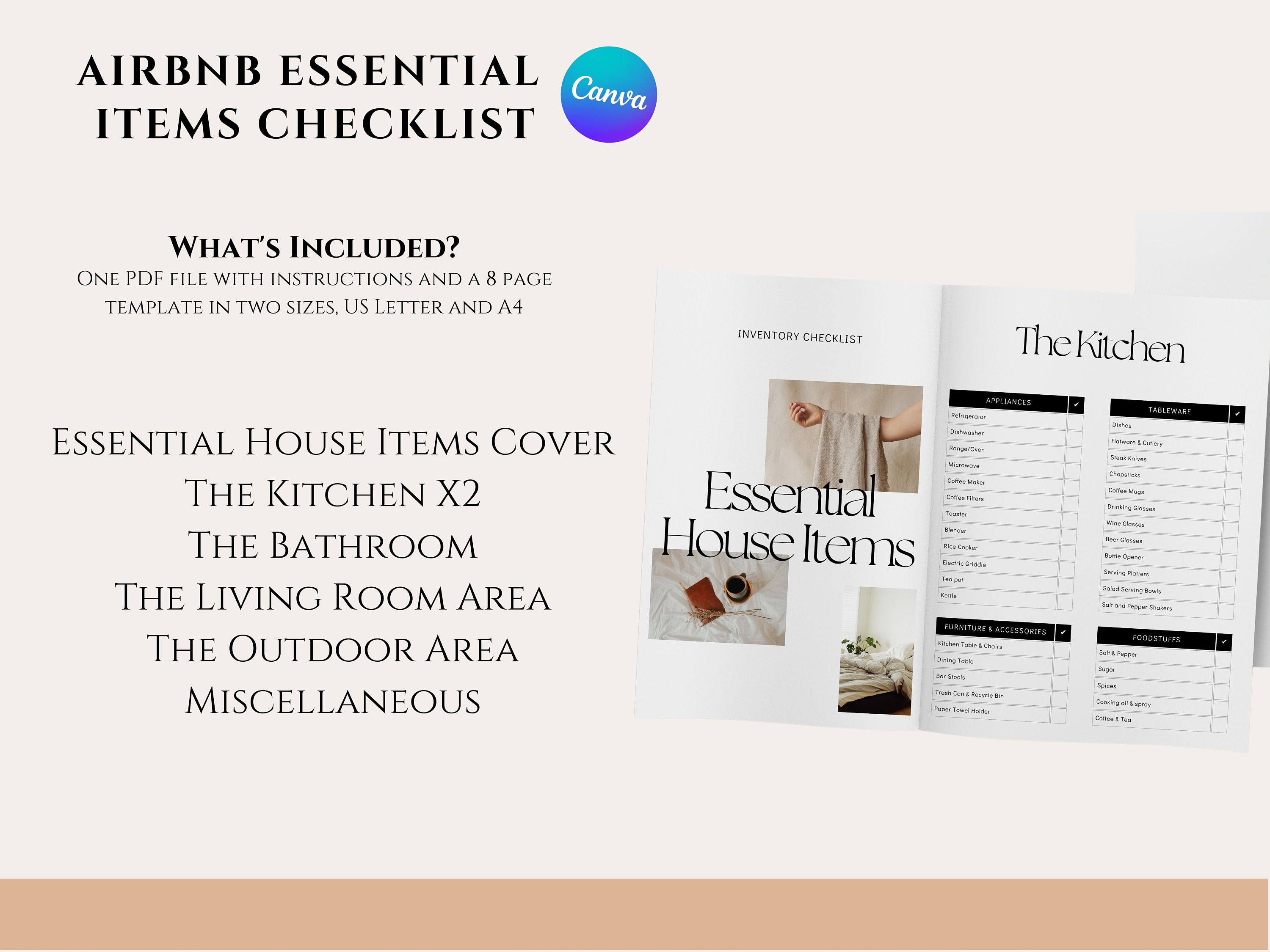 Airbnb Essential Items Checklist Canva Template Vrbo Checklist Short ...