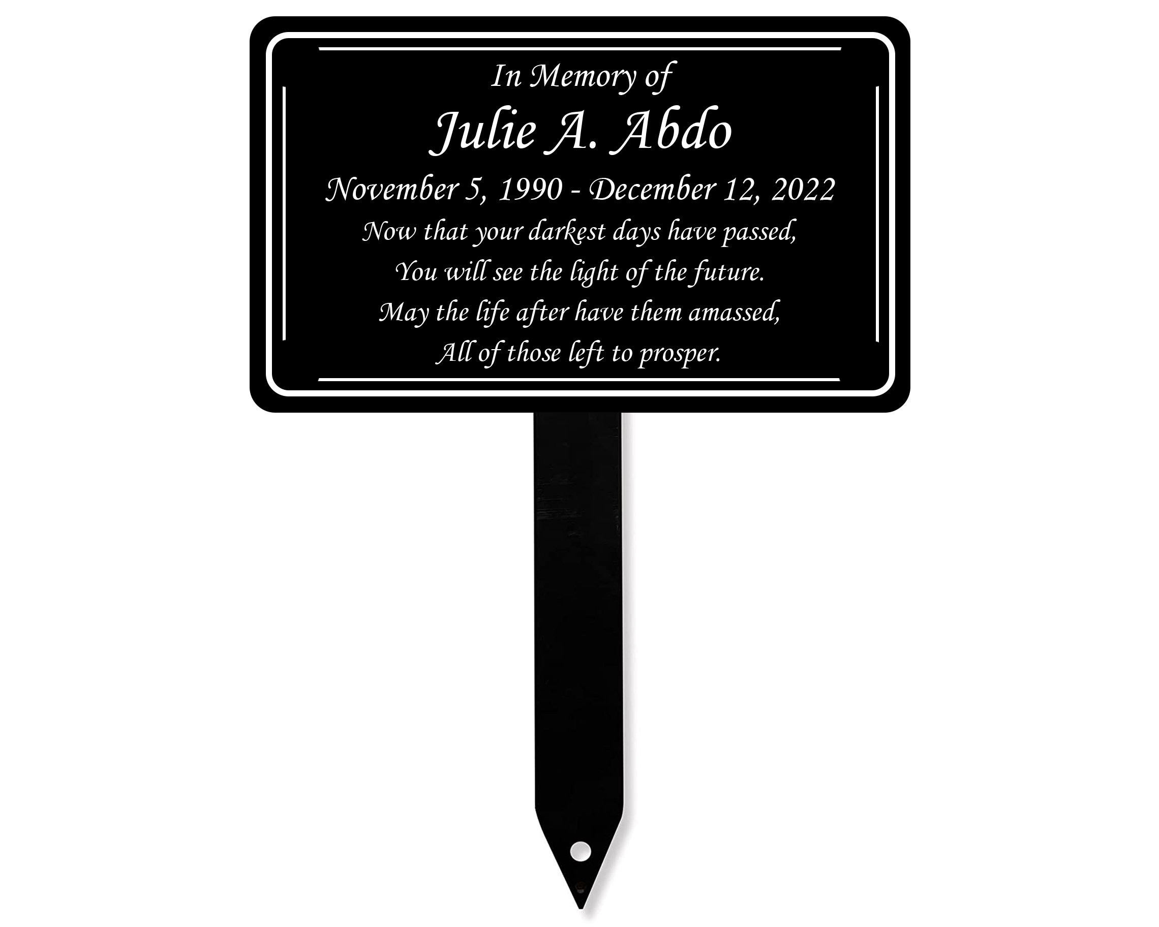 Memorial Plaque With Stake, Metal Grave Marker, Long Lasting ...