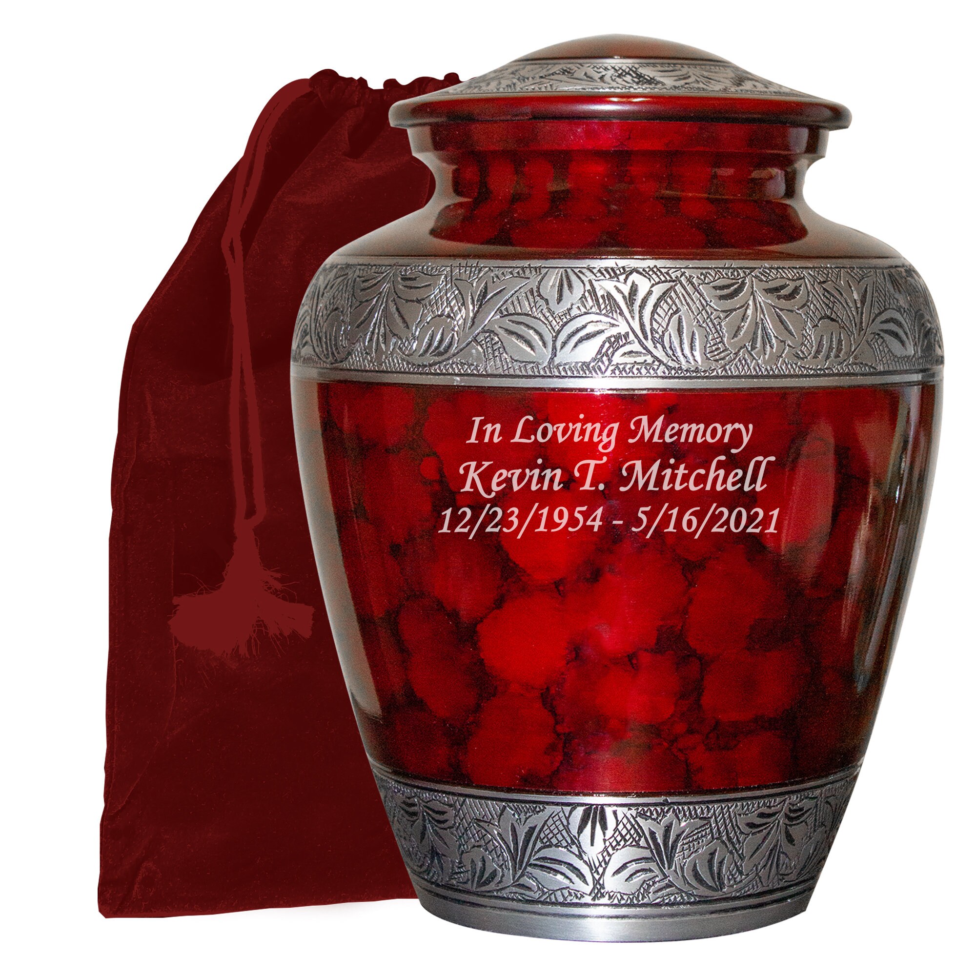 Red Funeral Cremation Urn, Urns for Human Ashes, Large Custom Ash Urn ...