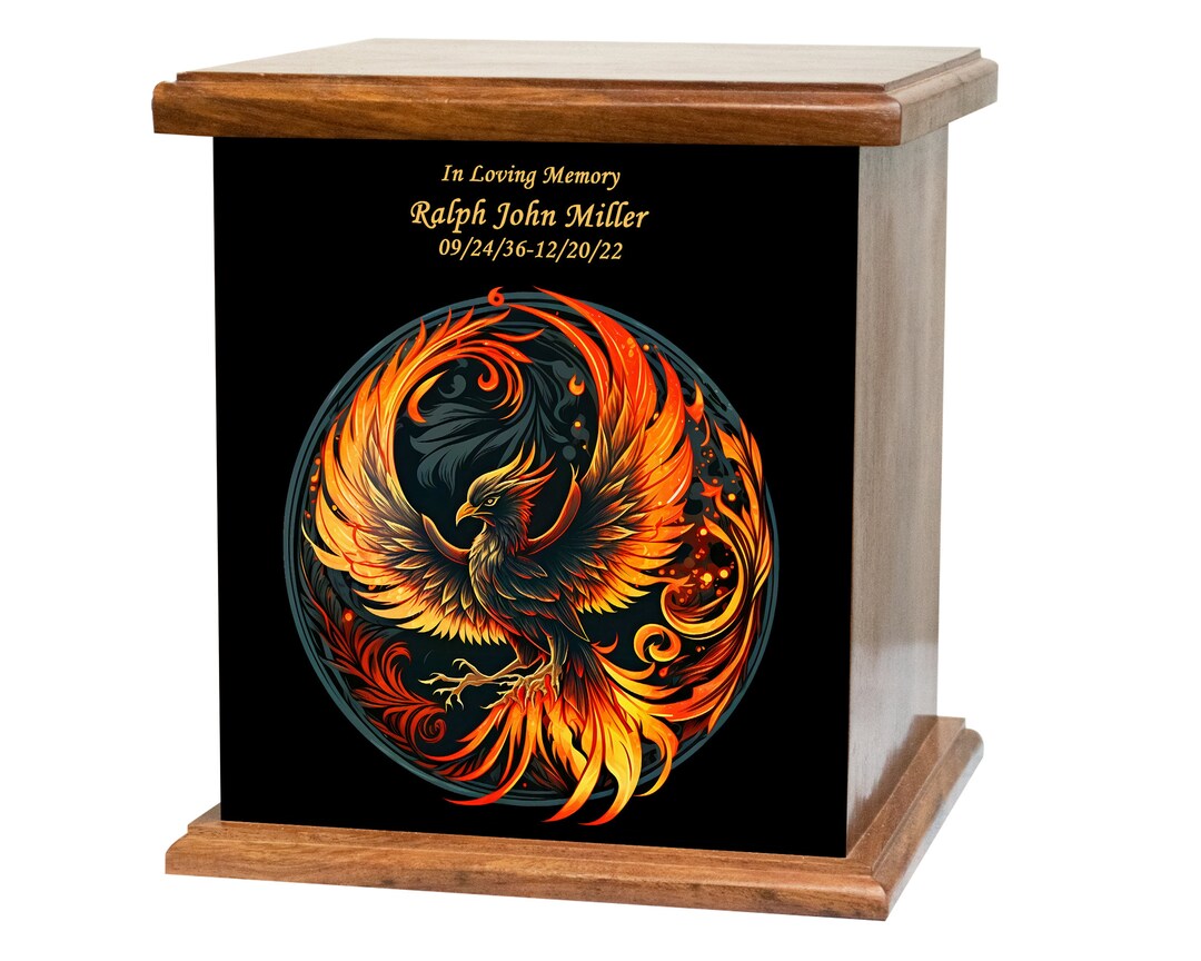 Phoenix Fantacy Bird Funeral Cremation Urn, Large Wooden Phoenix ...