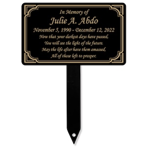 Memorial Plaque With Stake, Metal Grave Marker, Long Lasting ...