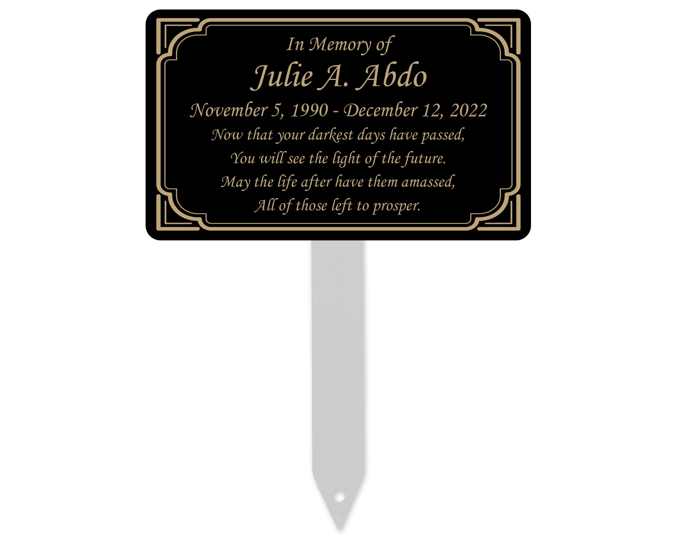 Memorial Plaque With Stake Metal Grave Marker Long Lasting - Etsy