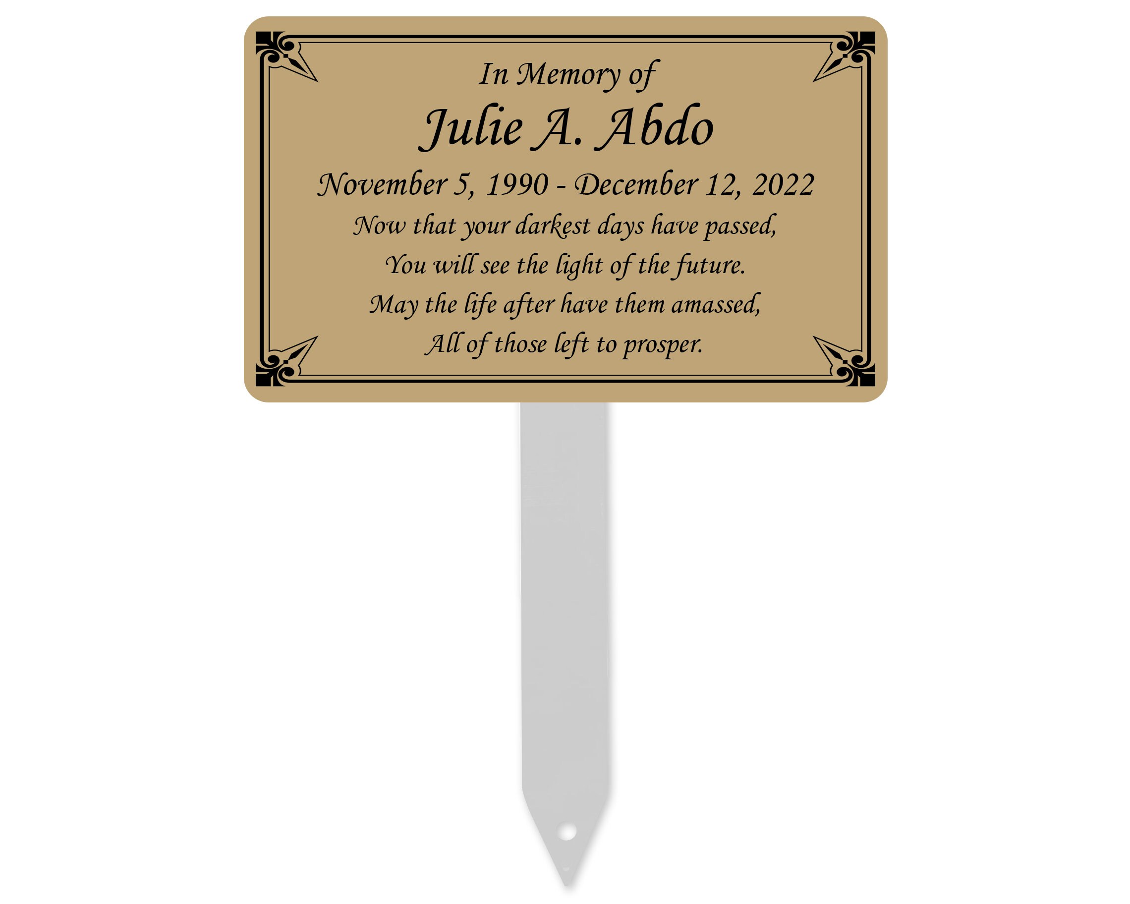 Memorial Plaque With Stake Metal Grave Marker Long Lasting - Etsy