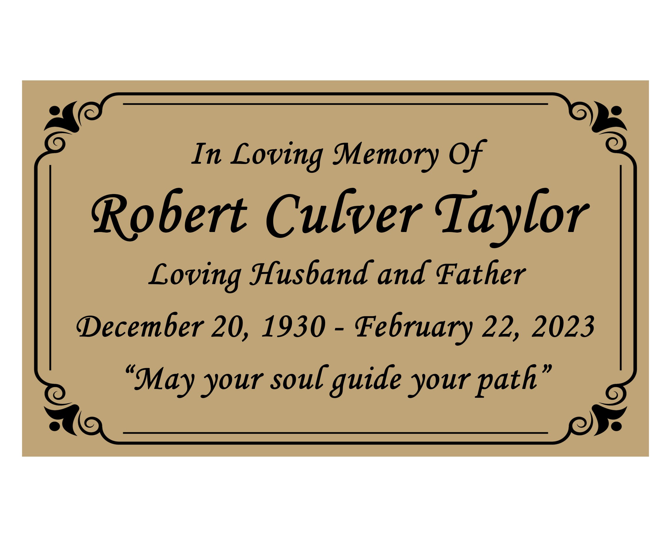 Gold Memorial Plaque in Multiple Sizes Bench Plate Urn - Etsy