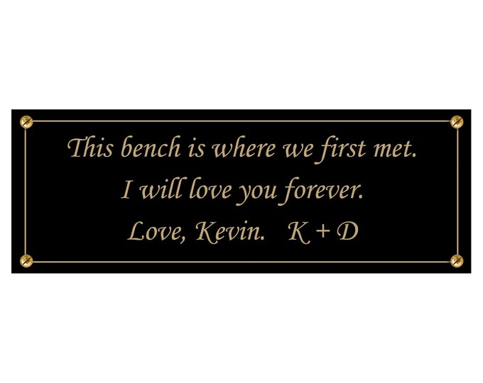 In Loving Memory Park Bench Memorial Plaque Brass Custom Engraved ...