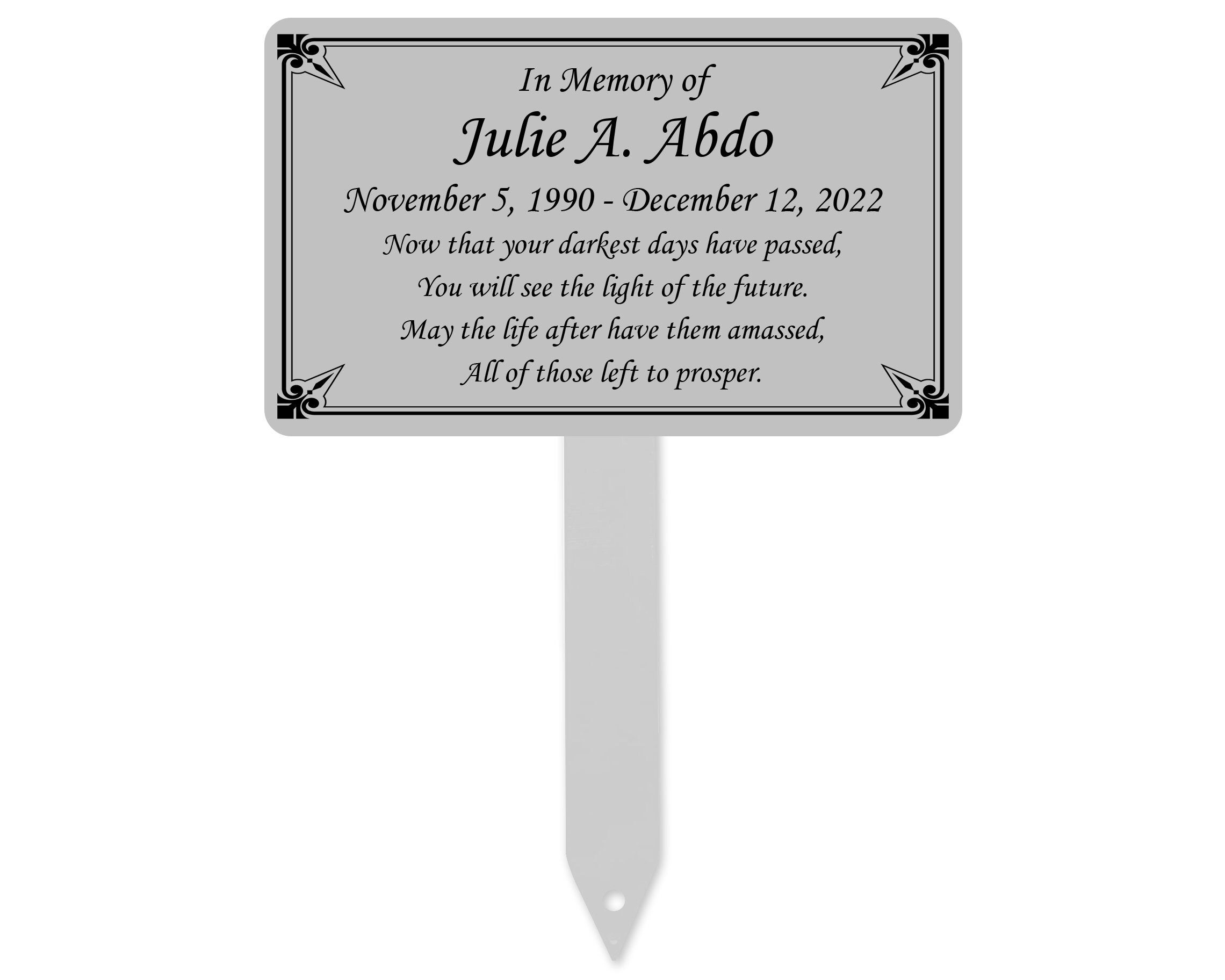 Memorial Plaque With Stake, Metal Grave Marker, Long Lasting ...