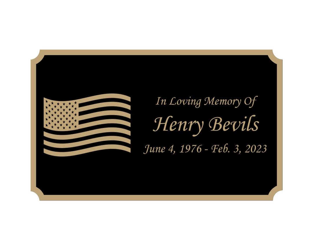 American Flag Memorial Plaque in Multiple Sizes, Bench Plate, Urn ...