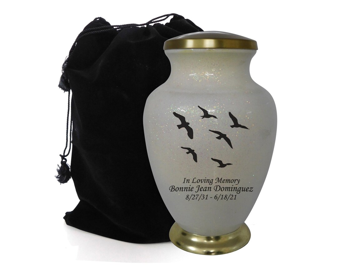 Flying Birds White Human Funeral Cremation Urn, Urns for Human Ashes ...