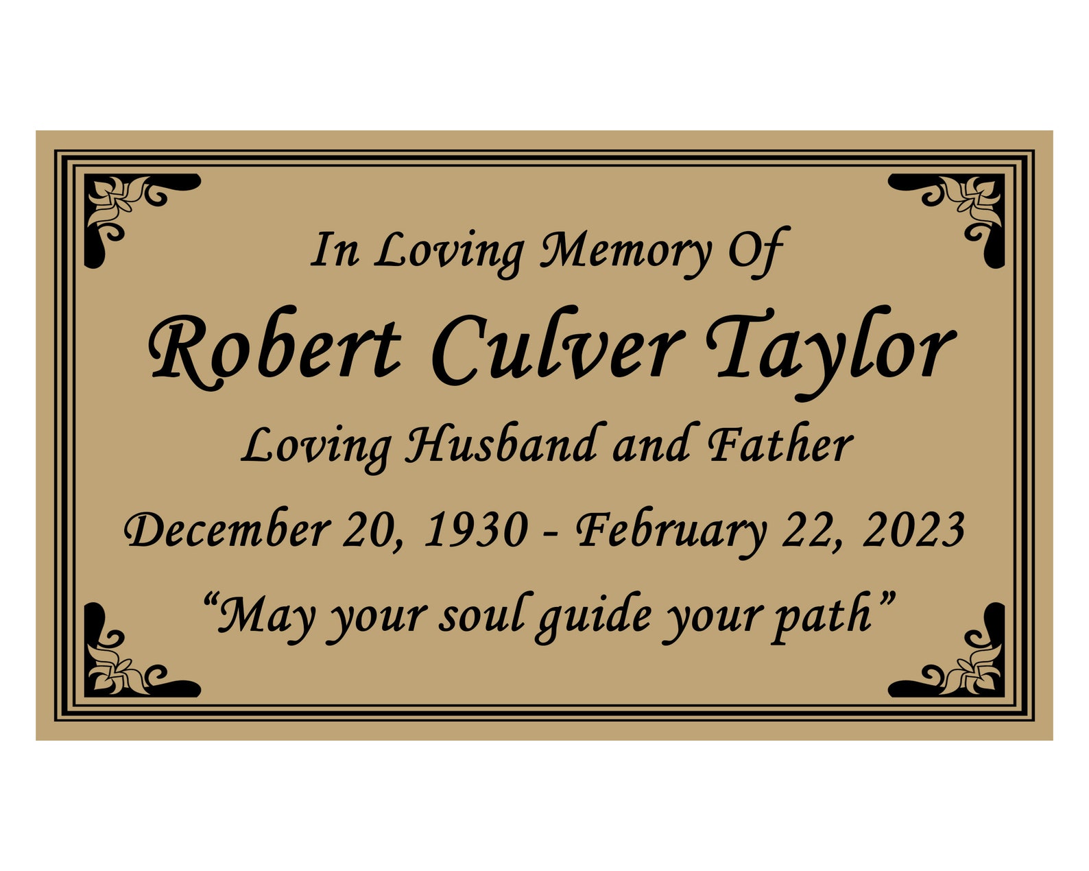 Gold Memorial Plaque in Multiple Sizes, Bench Plate, Urn Plaque, Tree ...