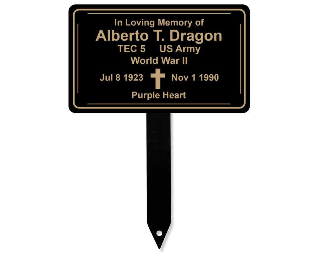Cross Memorial Plaque With Stake, Metal Grave Marker, Remembrance ...