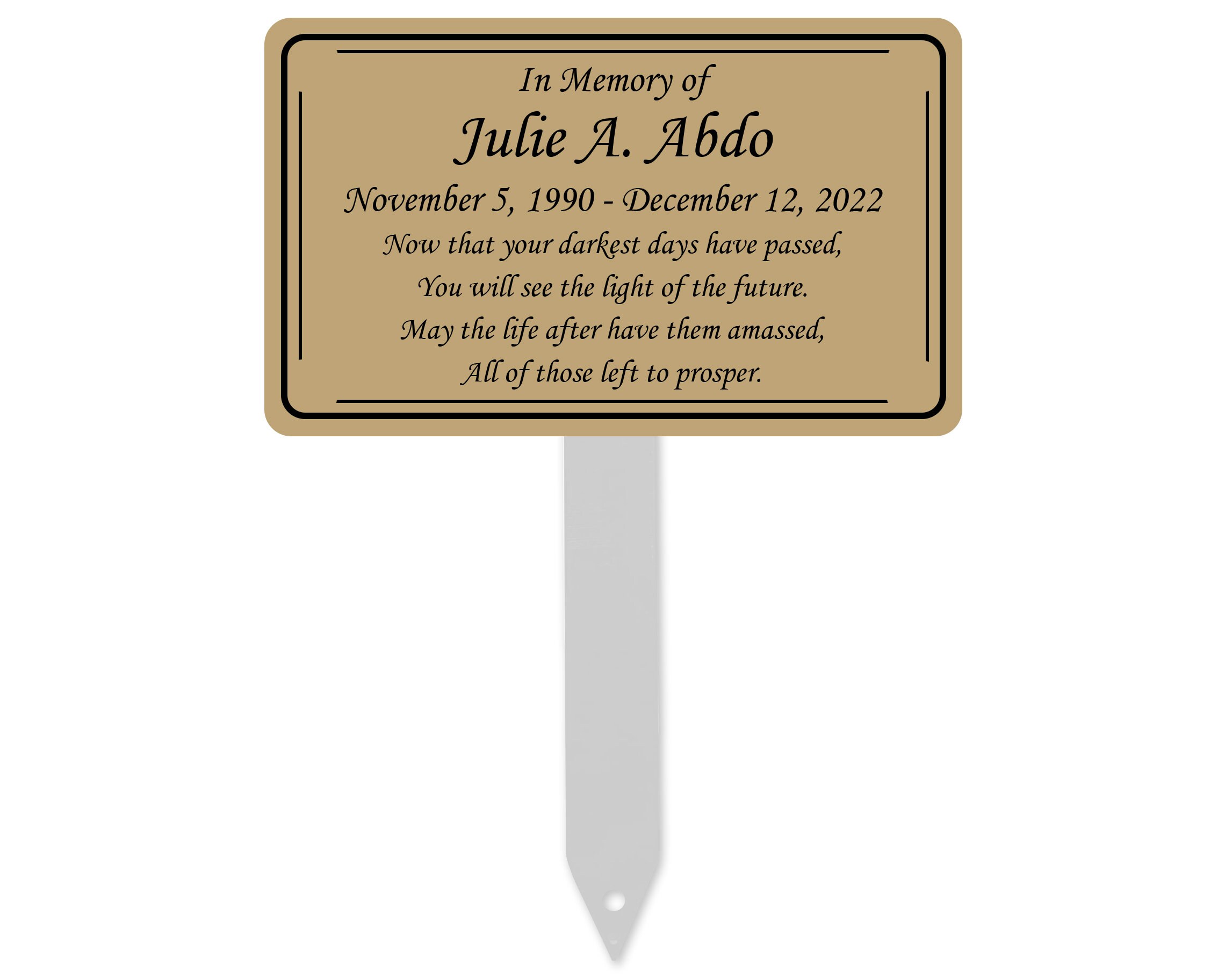 Memorial Plaque With Stake Metal Grave Marker Long Lasting - Etsy
