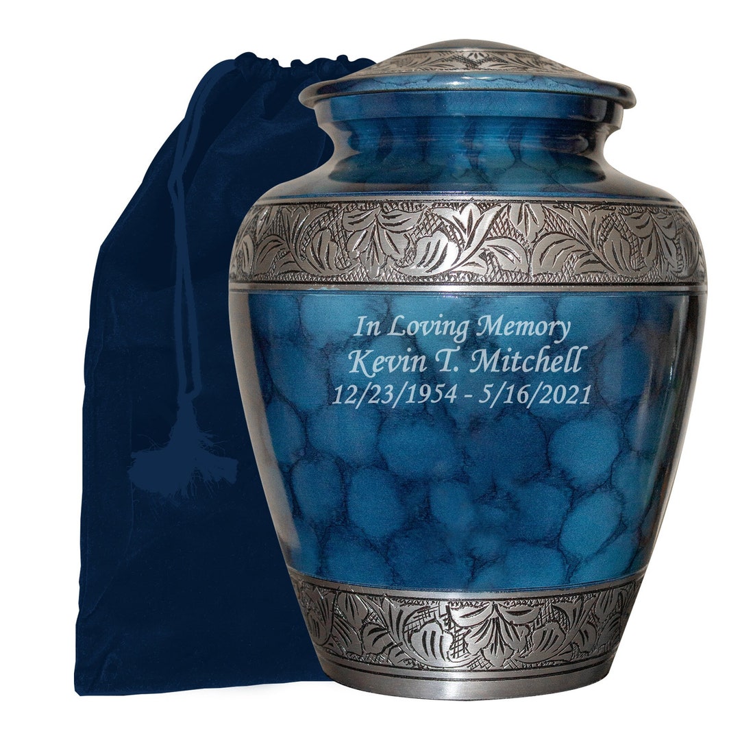 Blue Human Funeral Cremation Urn, Urns for Human Ashes, Large Blue and ...