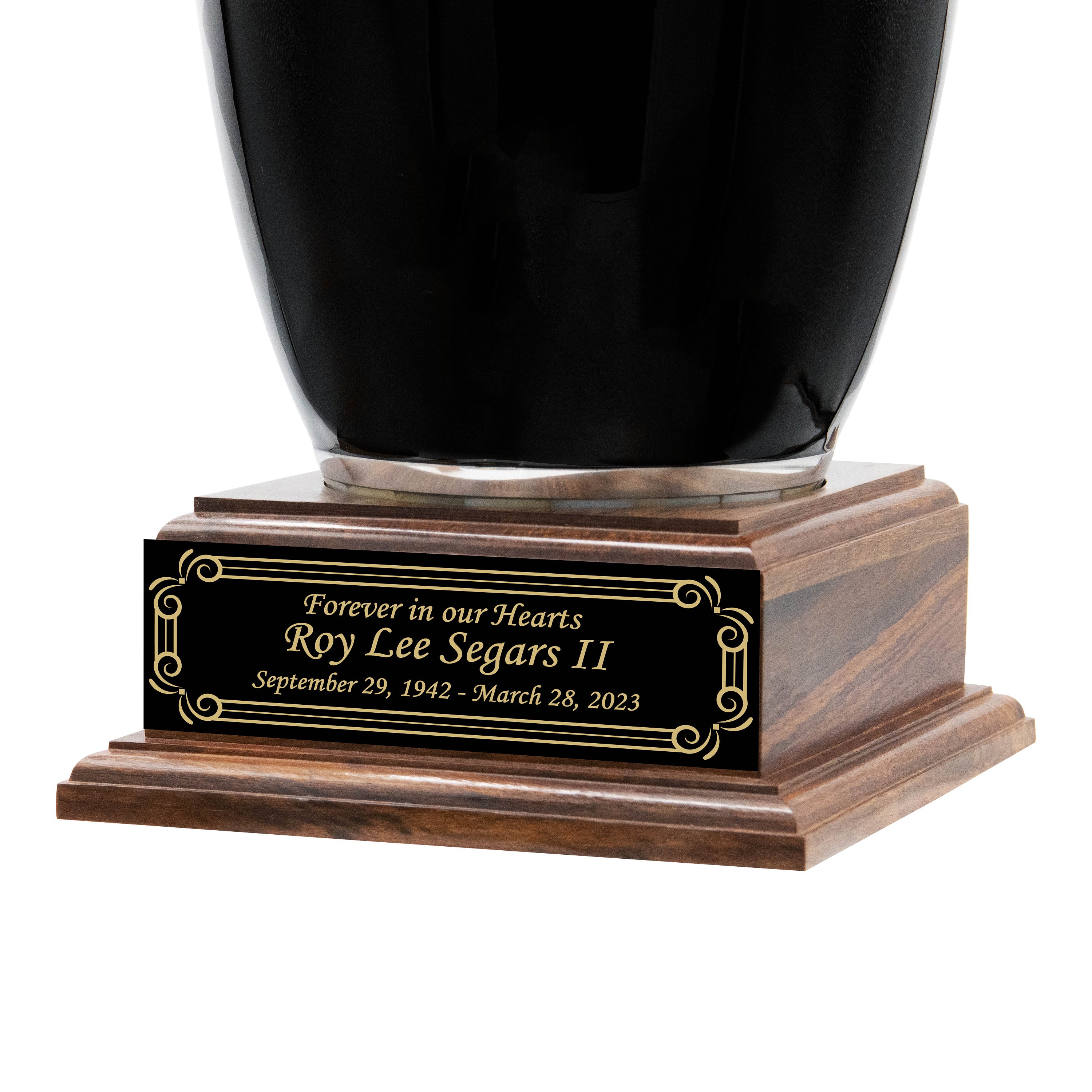 Cremation Urn Stand, Wood Pedestal, Wooden Urn Base With Personalized ...