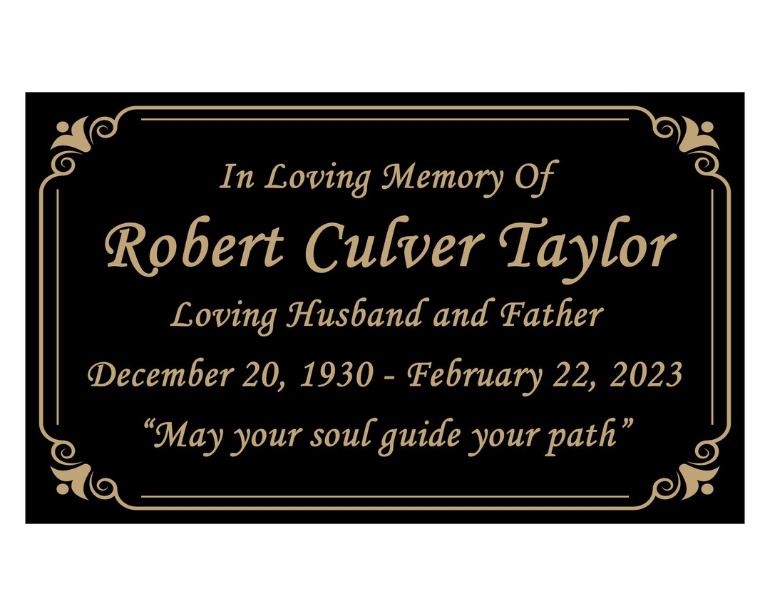 Black and Gold Memorial Plaque in Multiple Sizes Bench Plate - Etsy
