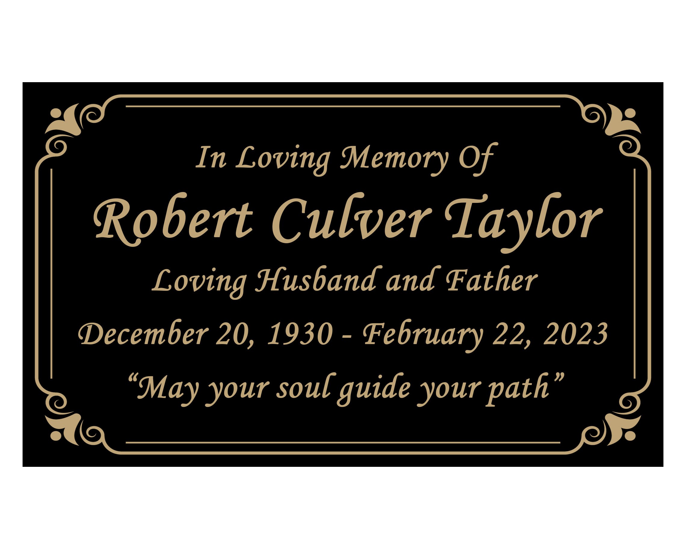 Black and Gold Memorial Plaque in Multiple Sizes Bench Plate - Etsy