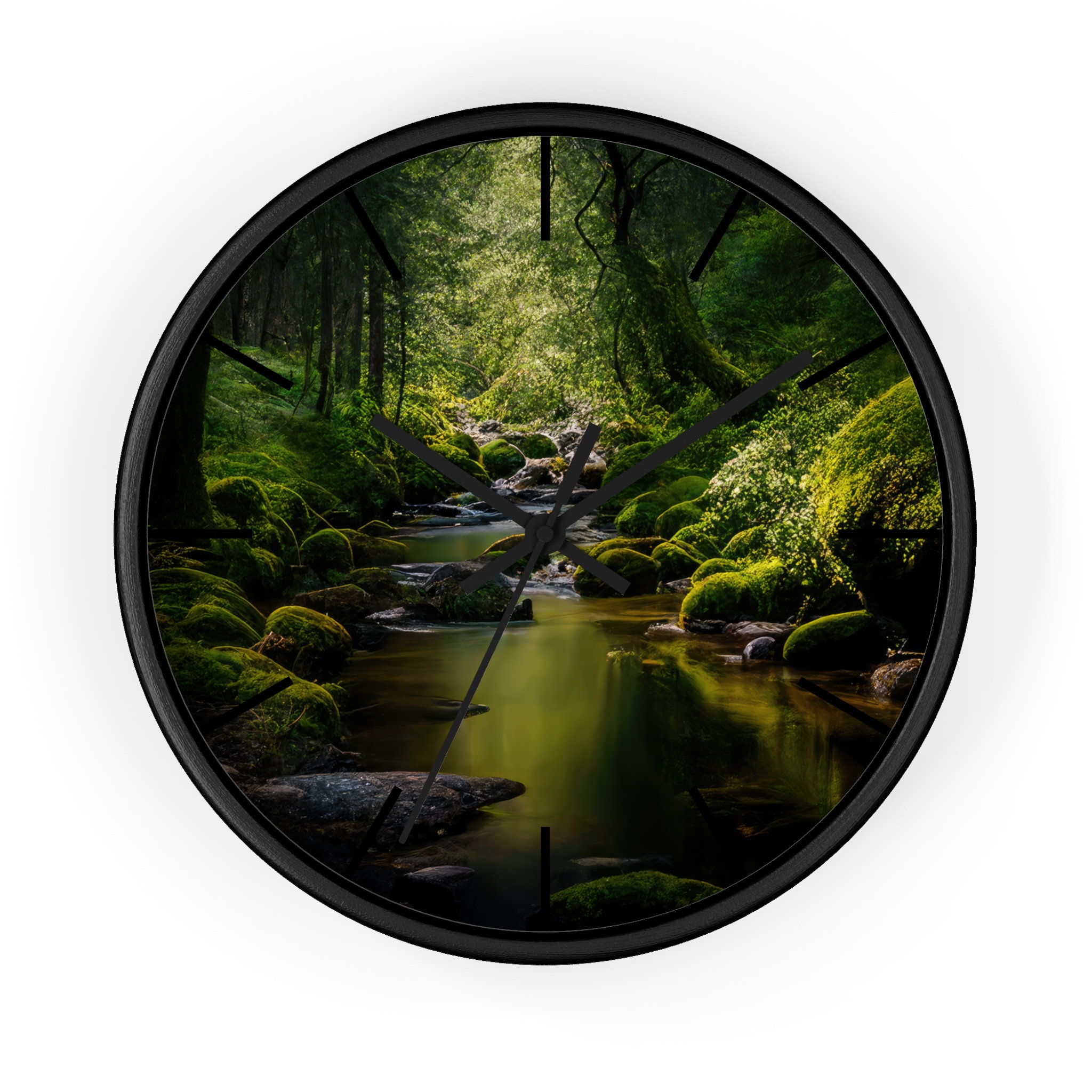 Peaceful River in the Forest Wall Clock, Relaxing Forest Wall Clock ...