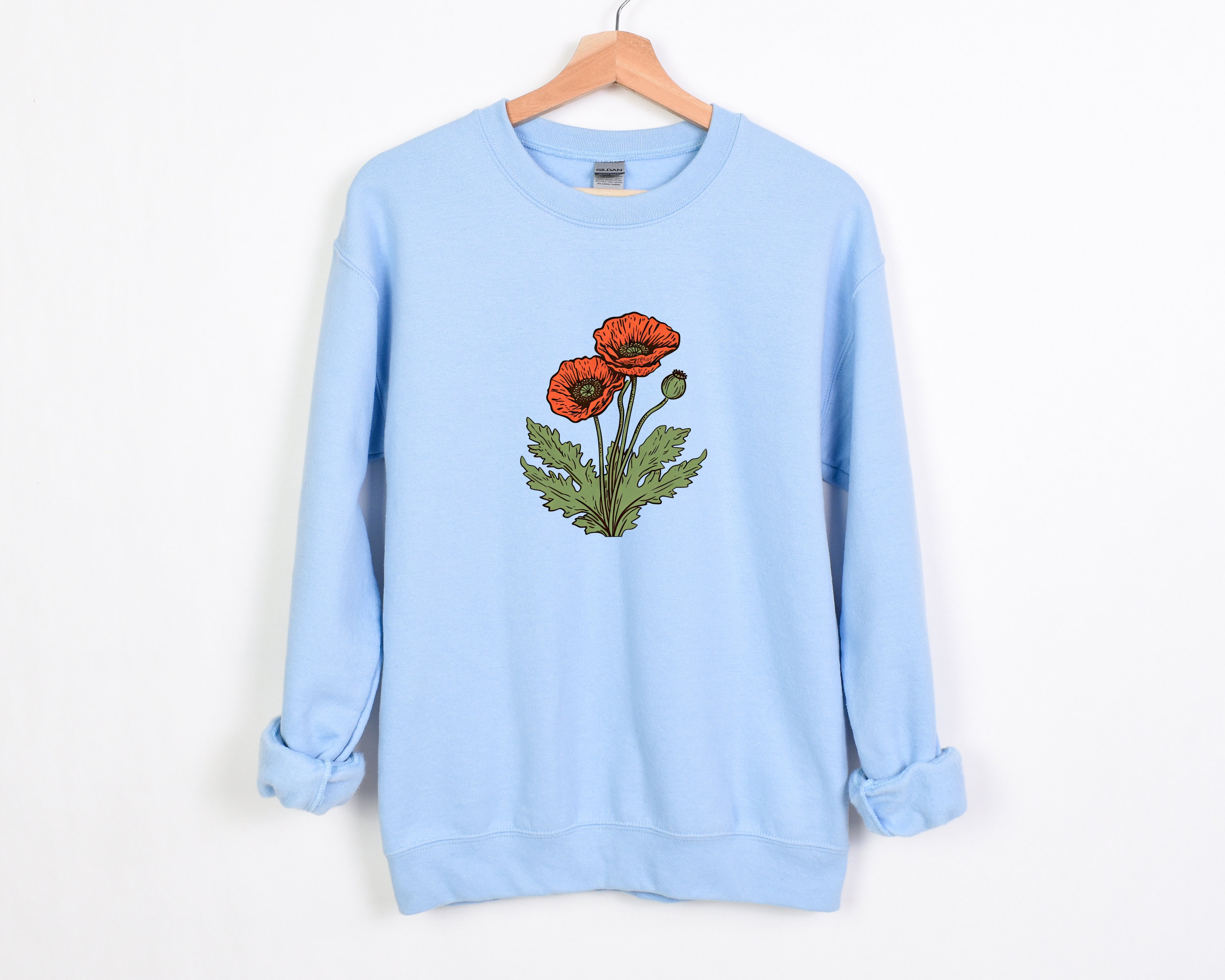 Poppy Flower Sweater, Poppy Sweater, Birth Flower Sweatshirt, Birth ...