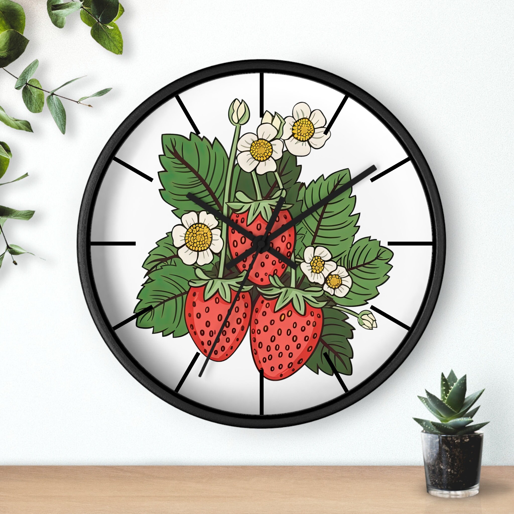 Cottage Core Strawberry Wall Clock, Goblincore Strawberry Wall Clock ...
