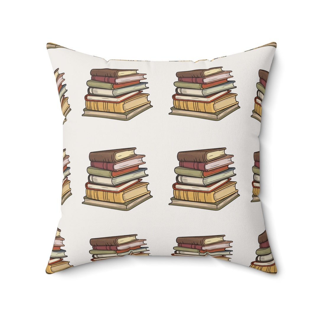 Books Drawing Pillow Book Lover Pillow Gift for Librarian - Etsy