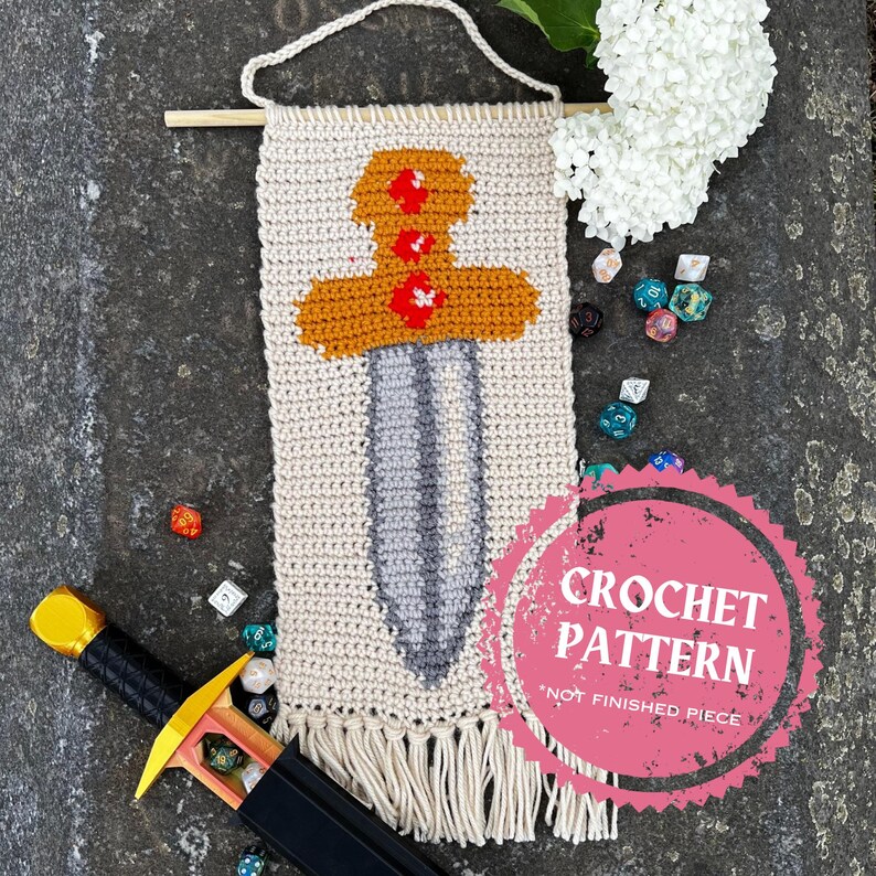 BUNDLE PACK Crochet Pattern | Dagger and Healing Potion Wall Hanging ...