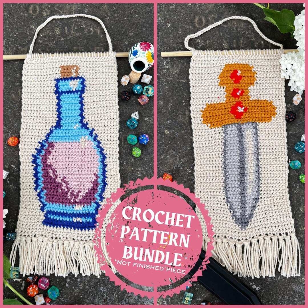 BUNDLE PACK Crochet Pattern | Dagger and Healing Potion Wall Hanging ...