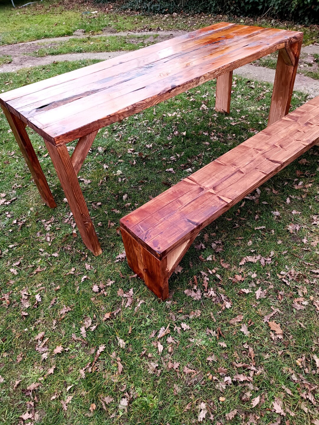 Table banc en bois massif fait sur mesure - Etsy France