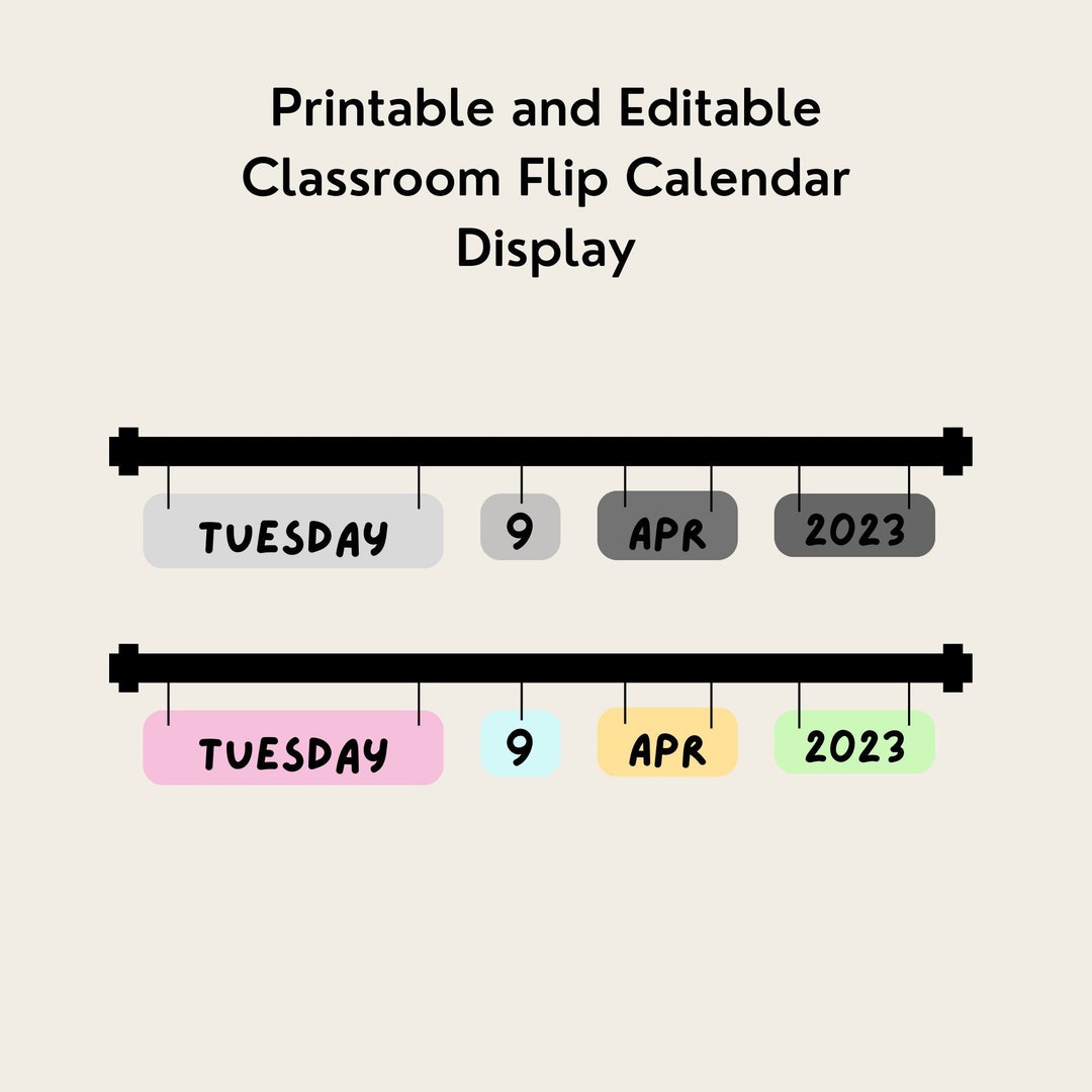 Flip Calendar | Classroom Decor | Editable and Customisable - Etsy
