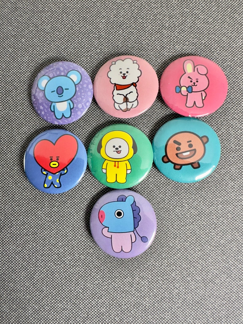BT21 Characters (BTS) Button Pins 1.25 In - Etsy