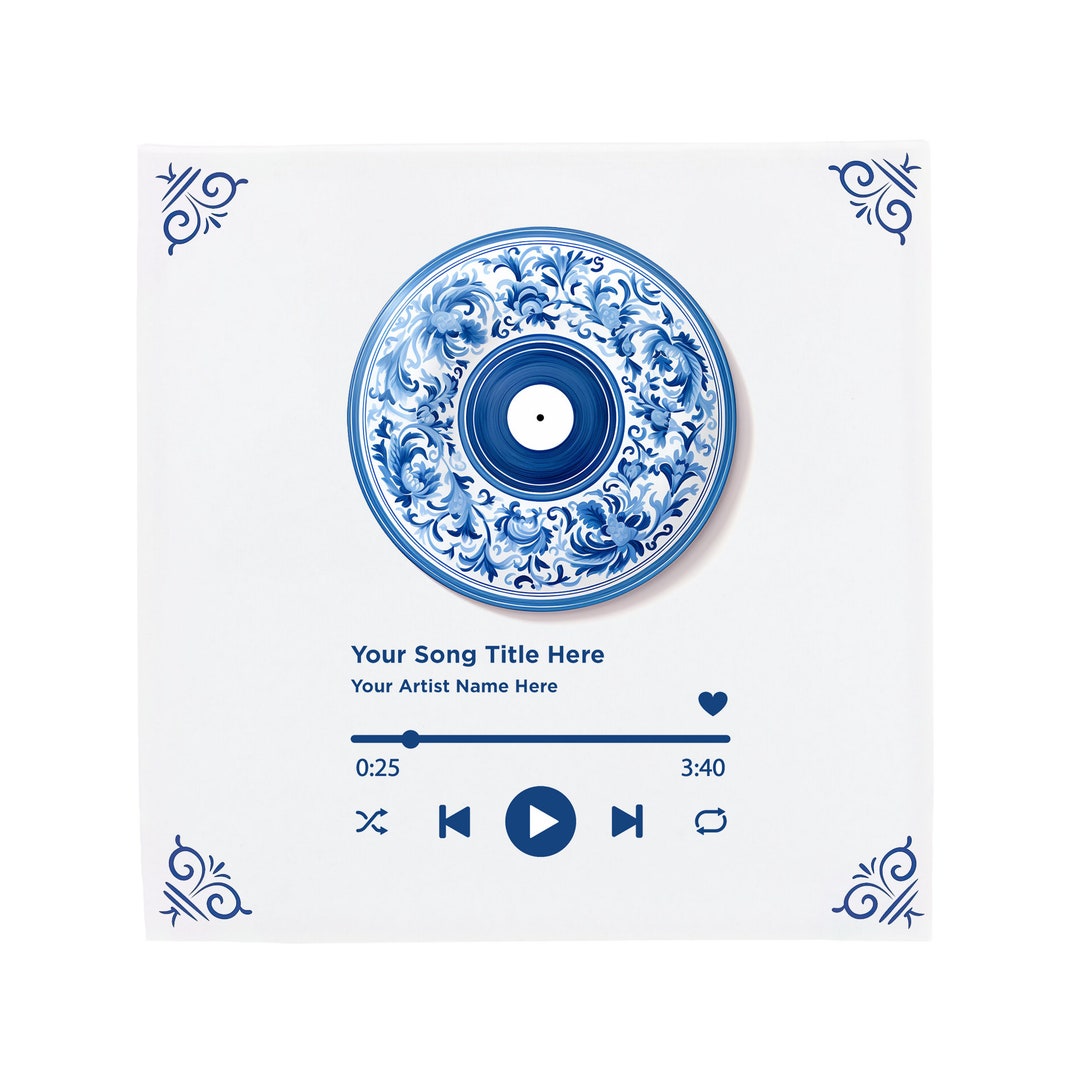 Personalized Ceramic Album Cover Song Plaque Delft Blue Tile, Modern ...