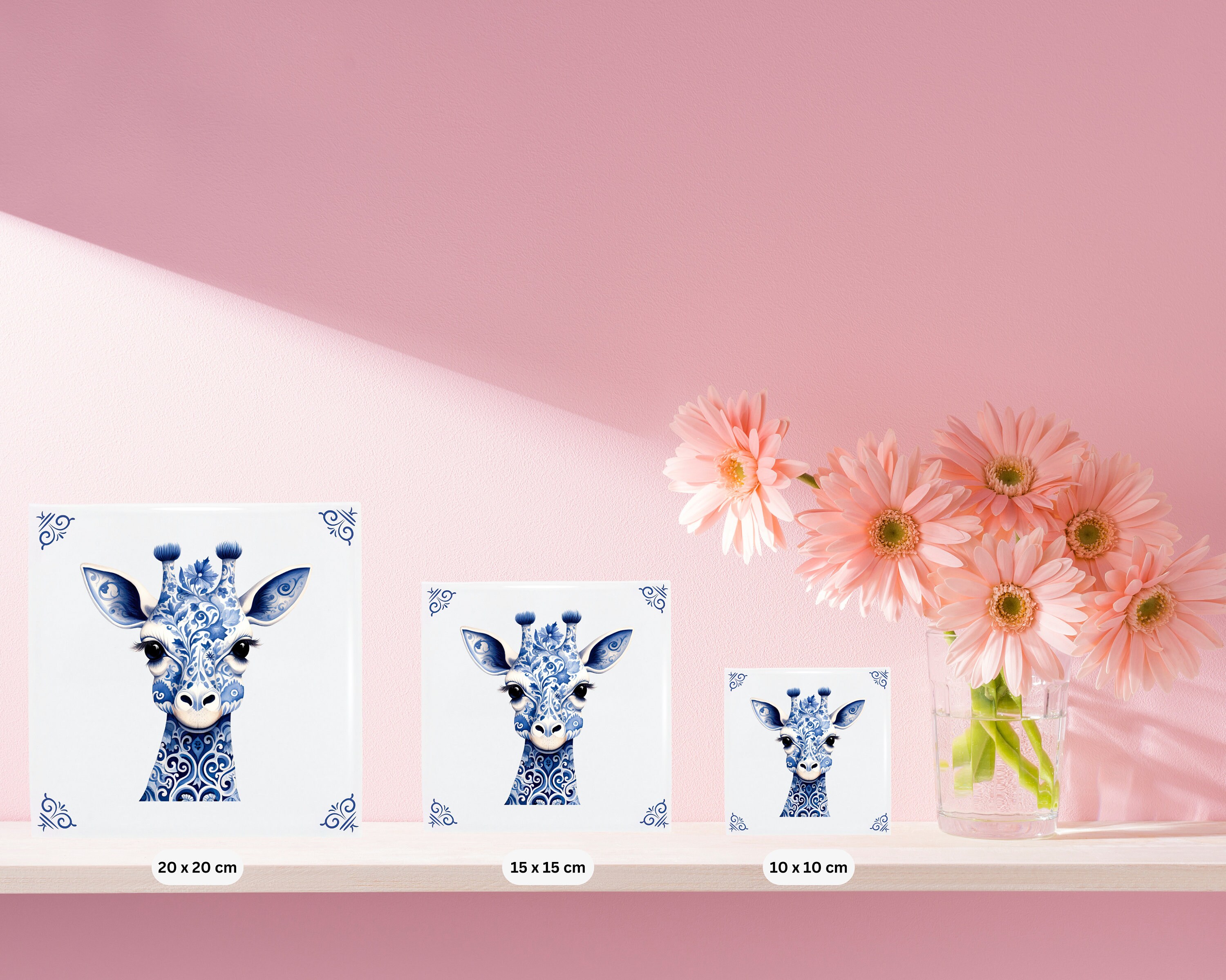Delft Blue Ceramic Tile: Cute Giraffe Nursery Modern Dutch - Etsy