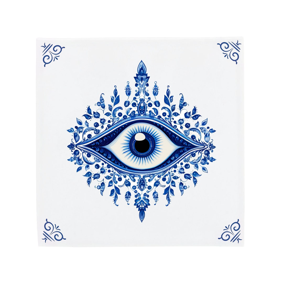 Delft Blue Ceramic Tile, Nazar Eye Design (handmade, Multiple Sizes) - Etsy