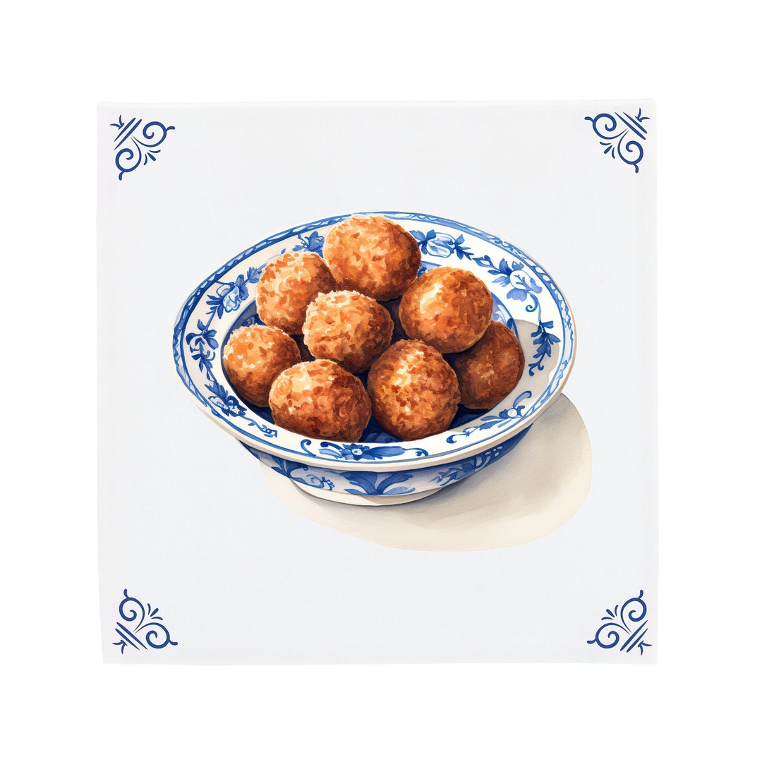 Delft Blue Ceramic Tile: Dutch Bitterballen | Modern Dutch Design ...