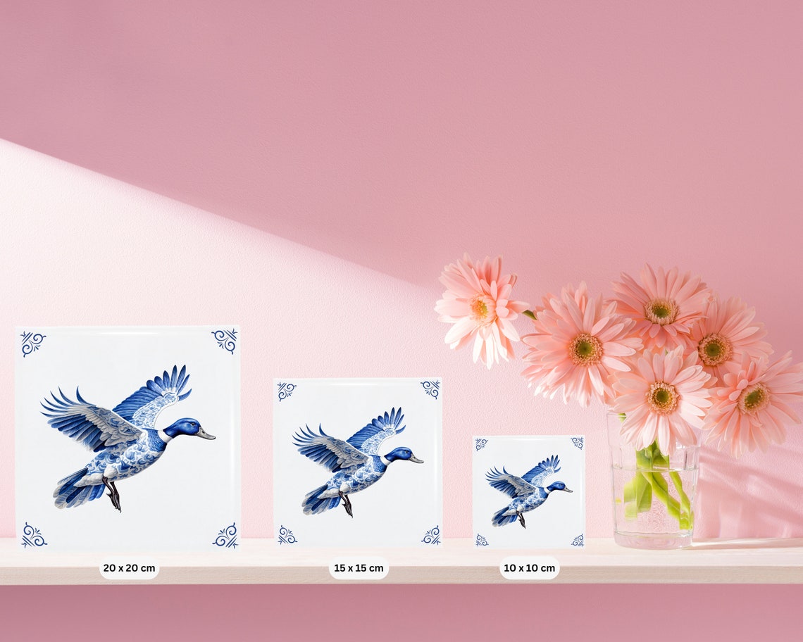 Delft Blue Ceramic Tile: Decorated Mallard Duck Modern Dutch - Etsy