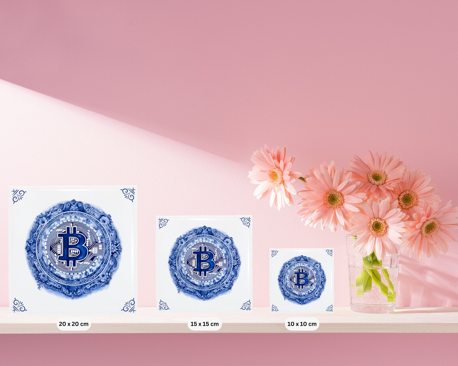 Delft Blue Ceramic Tile: Bitcoin Crypto Sign Modern Dutch Design ...