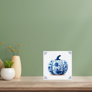 Delft Blue Ceramic Tile: Decorated Pumpkin Modern Dutch Design ...