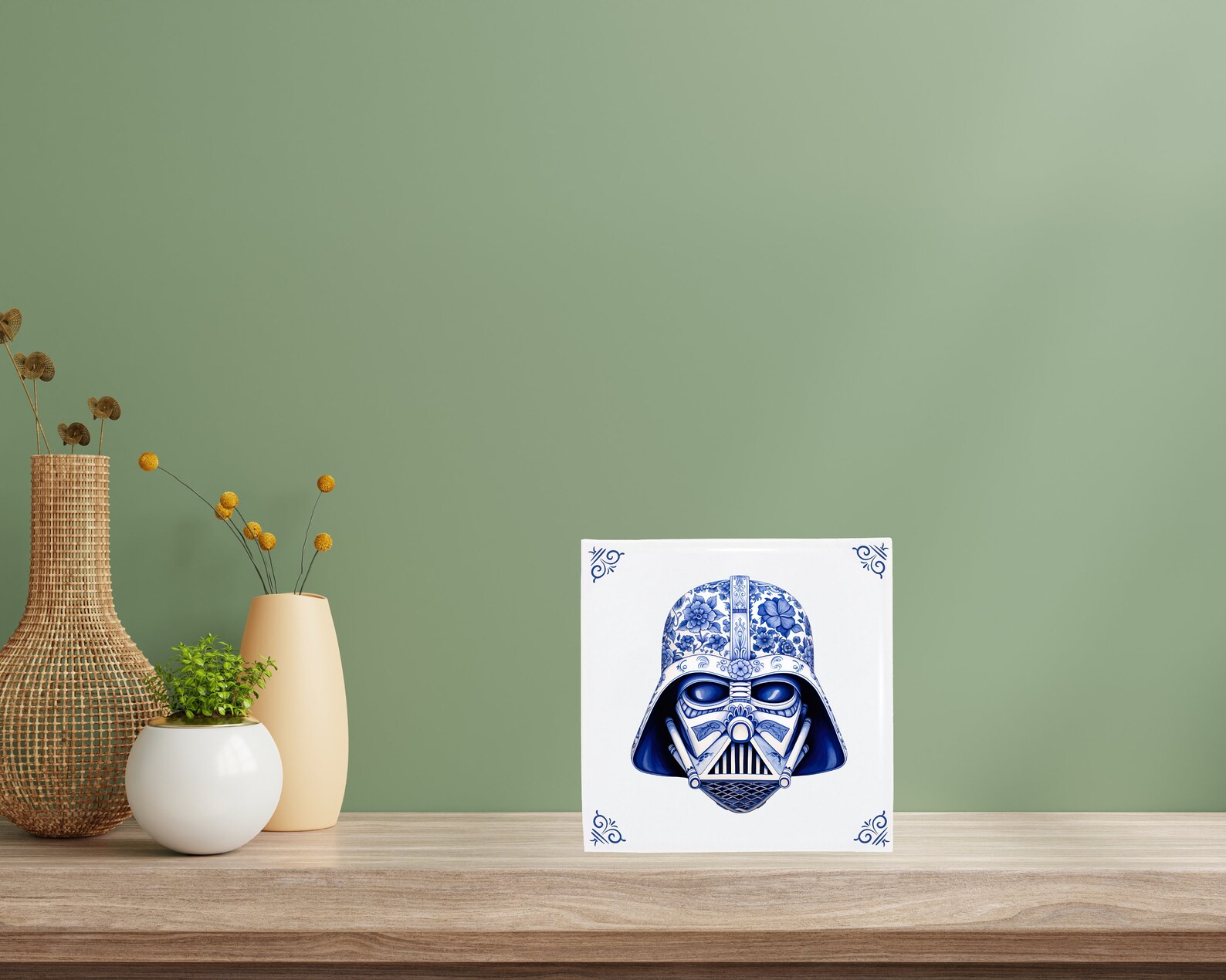 Delft Blue Ceramic Tile: Darth Vader Star Wars Modern Dutch Design ...